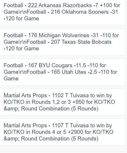 **CFB Week 1/UFC Fight Night Props** - CFB - Forums - Pregame.com